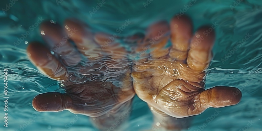 Desperate Hand Reaching Above the Waves, Seeking Help. Drowning in ...