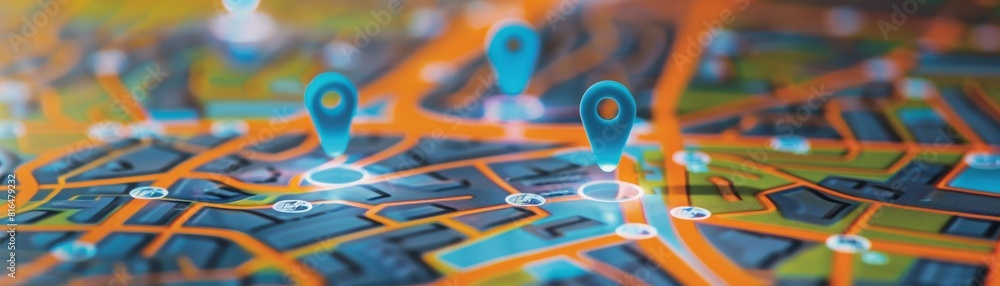 Geolocation Tracking Illustration of a map with digital footprints ...