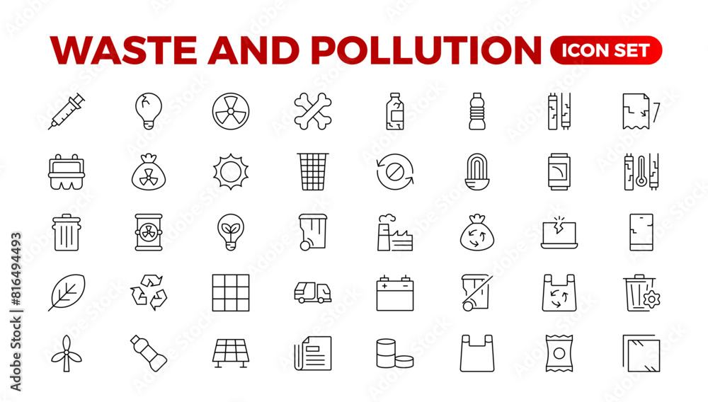 Climate change icon set. Containing global warming, greenhouse, melting ...