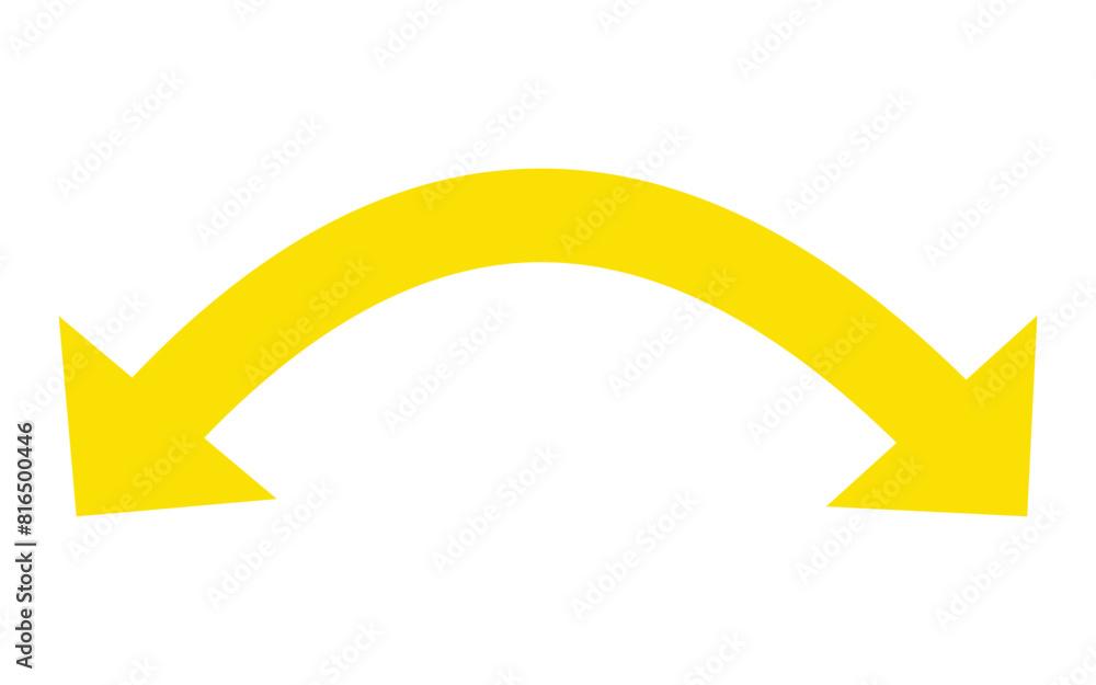 Horizontal long dual arrow signs. Yellow pointer, direction, position ...