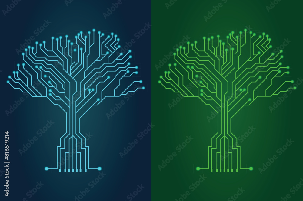 Electronic Tree Circuit Futuristic Tree Electronics Digital Lines ...