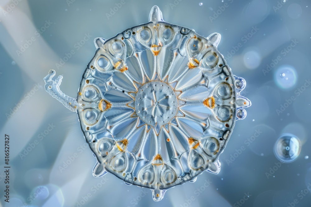 The intricate and mesmerizing patterns of a marine rotifer, a ...