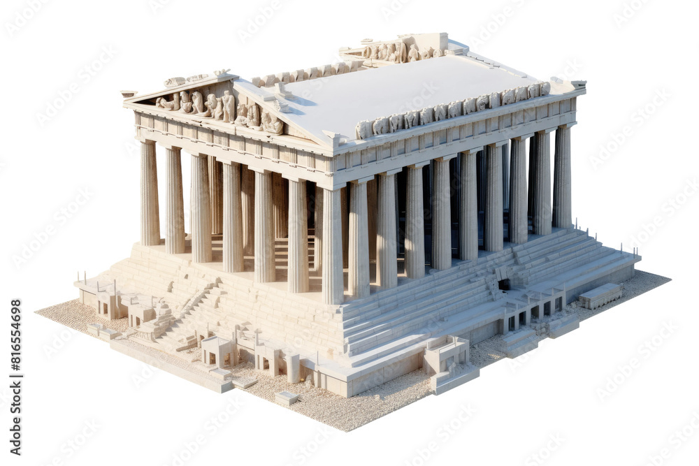 Classic ancient Greek temple 3D model, white marble columned ...