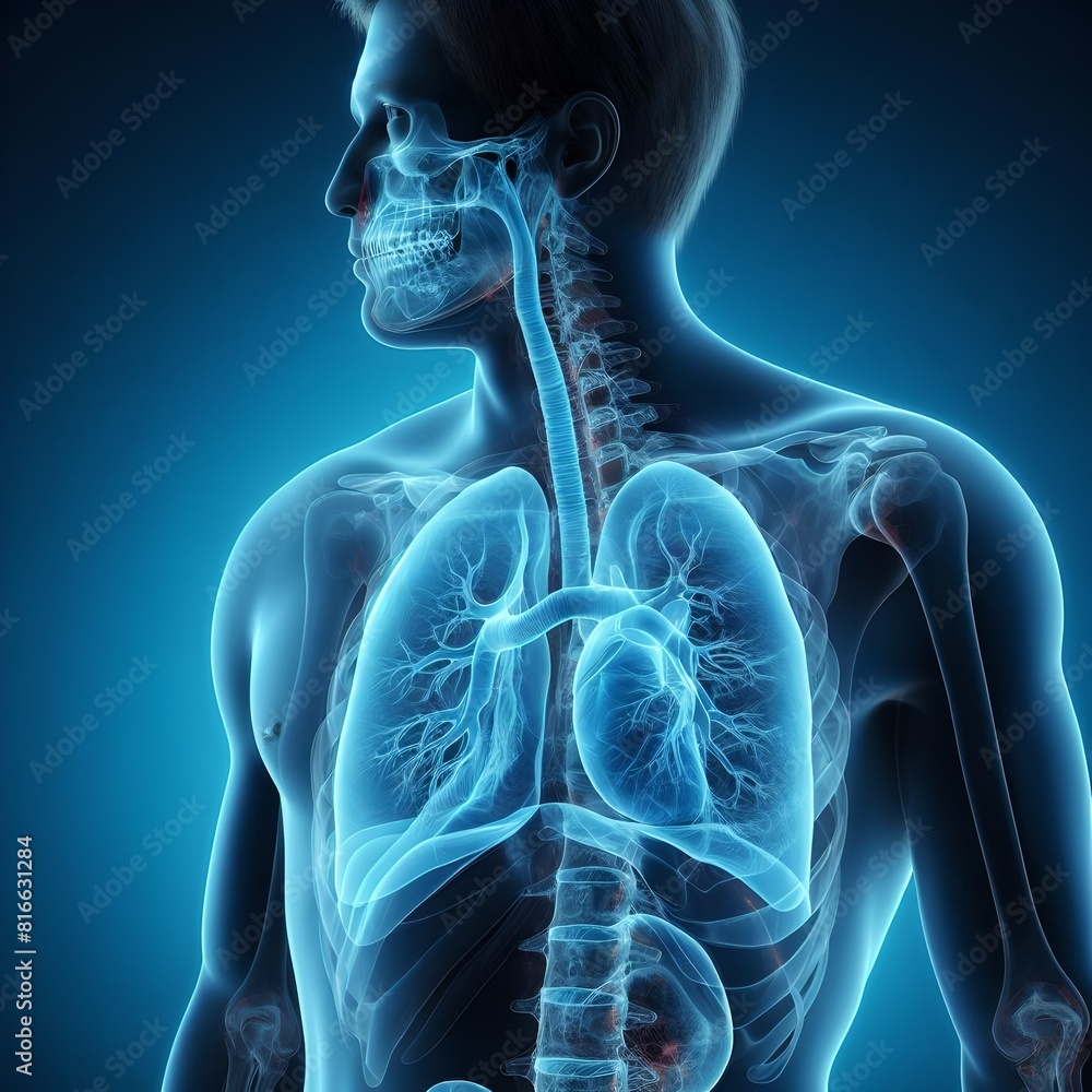 3d x-ray model of anatmoy of human body, liver, lungs, diseases ...