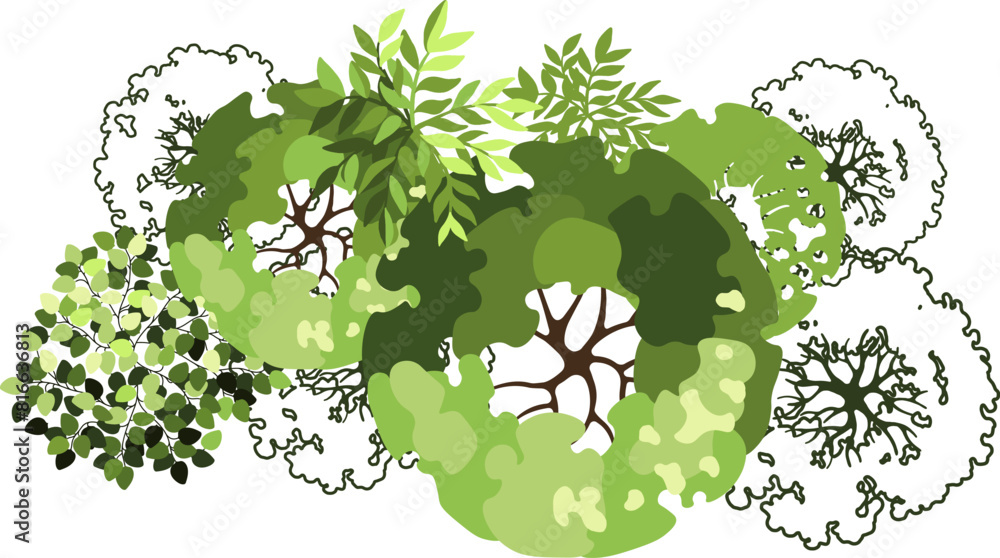Group of trees for architectural floor plans. Entourage design. Various ...