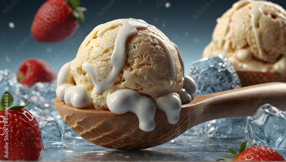 A 3d ultra hd hyper detailed, realistic ice cream scoop filled with ...