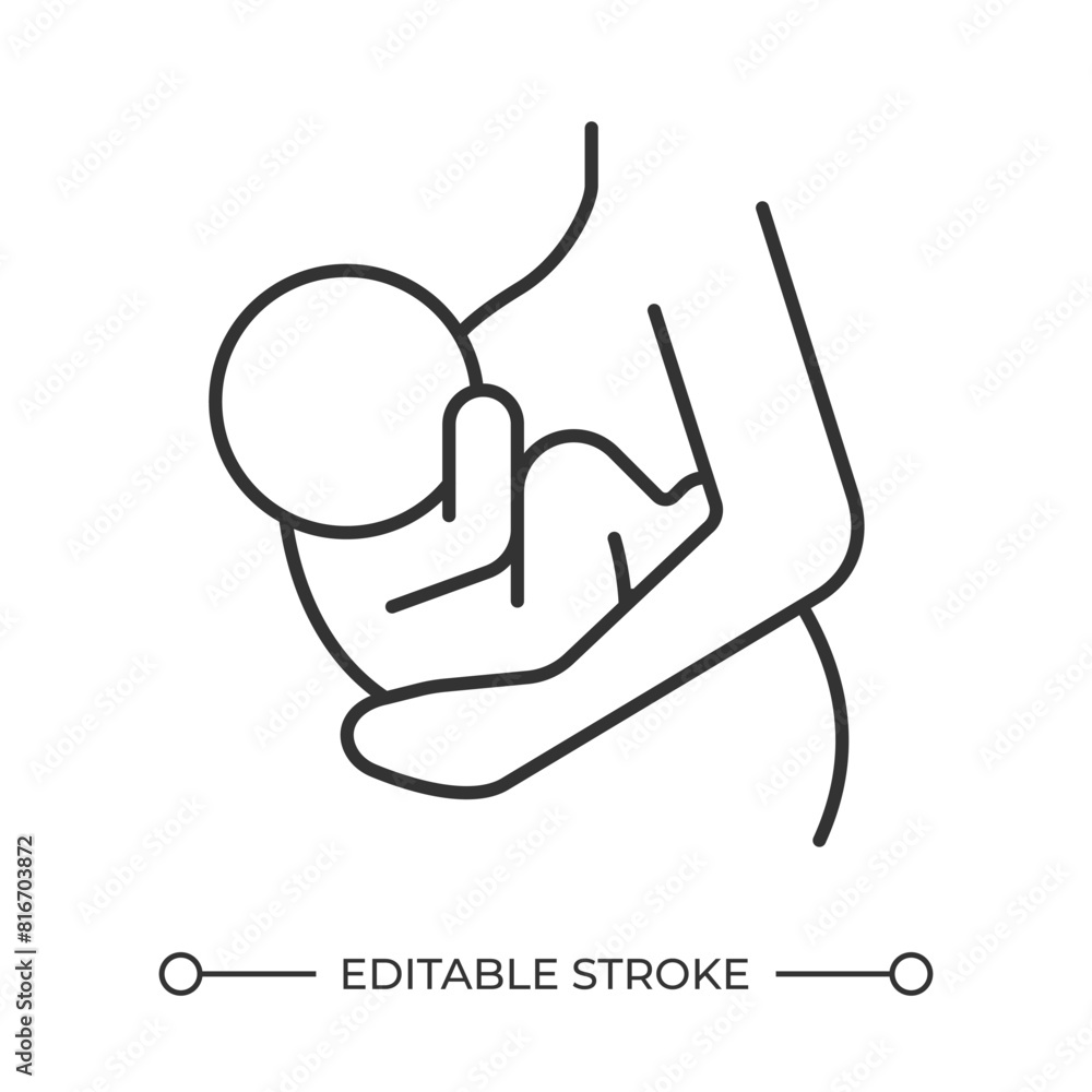 Breastfeeding linear icon. Maternal care. Baby feeding. Maternity ...