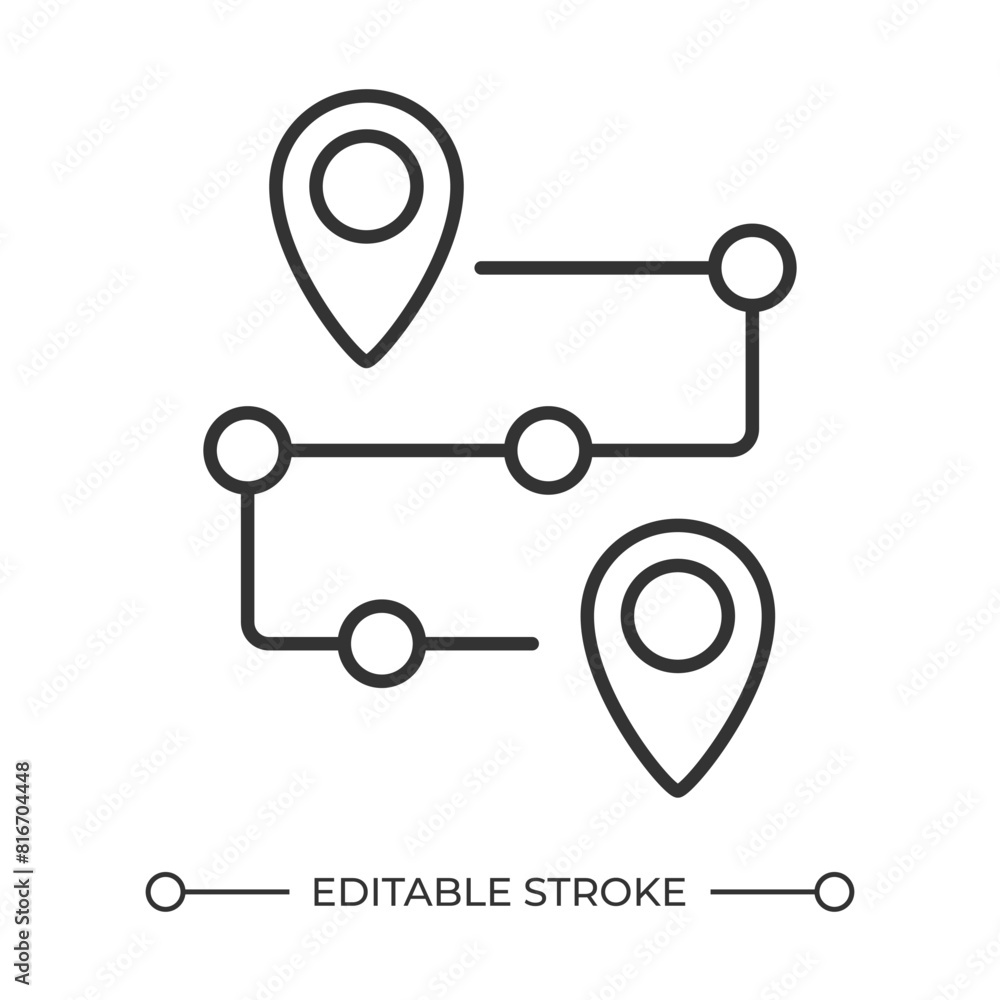 Route linear icon. Gps navigation. Location marker. Supply chain. Customer journey. Product ...