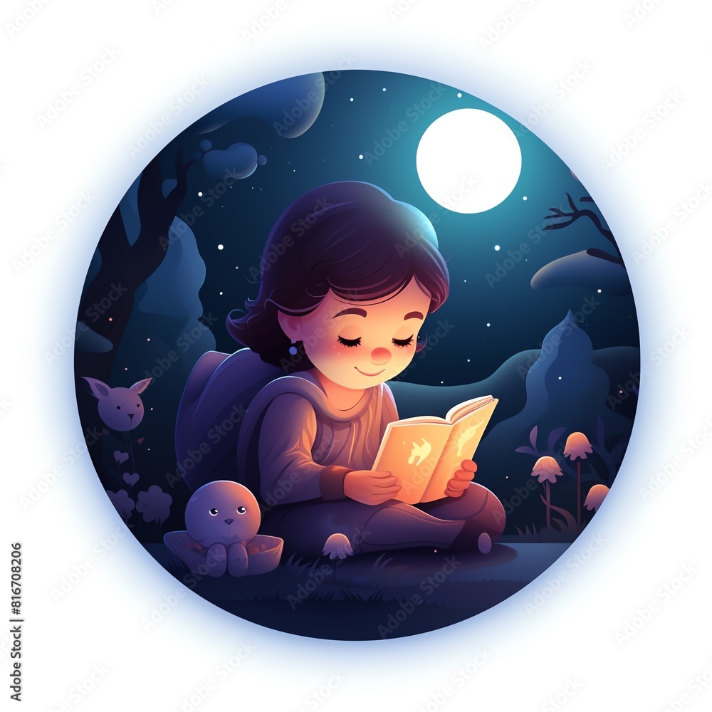 bedtime story, app for kids, vector art style, app, Figma, colorful ...