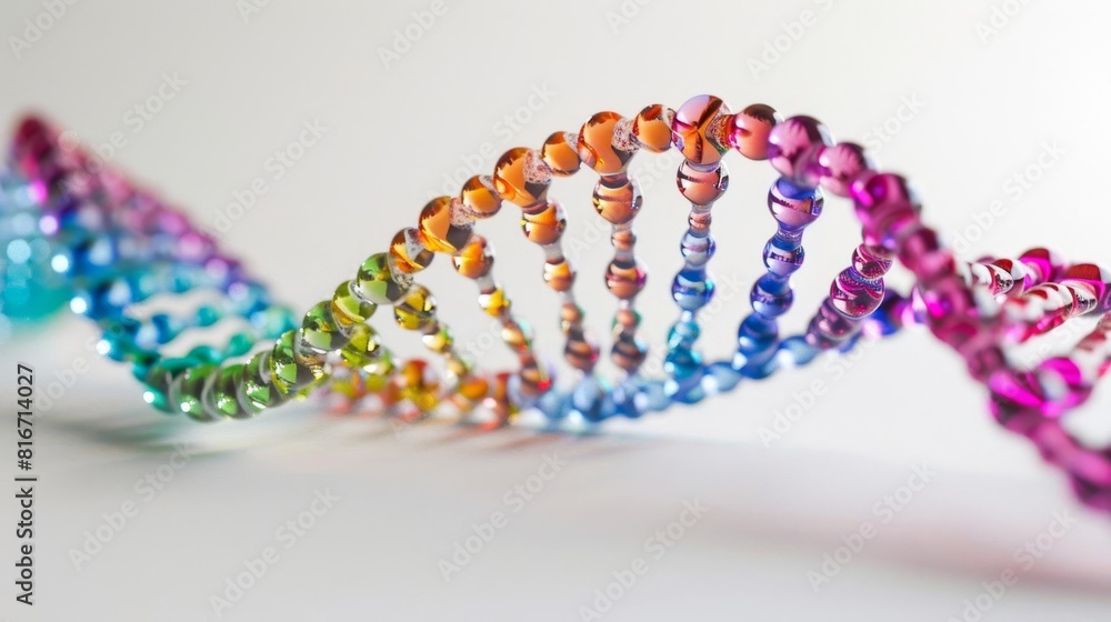 Vibrant 3D model of a DNA strand with a segment highlighted to show ...