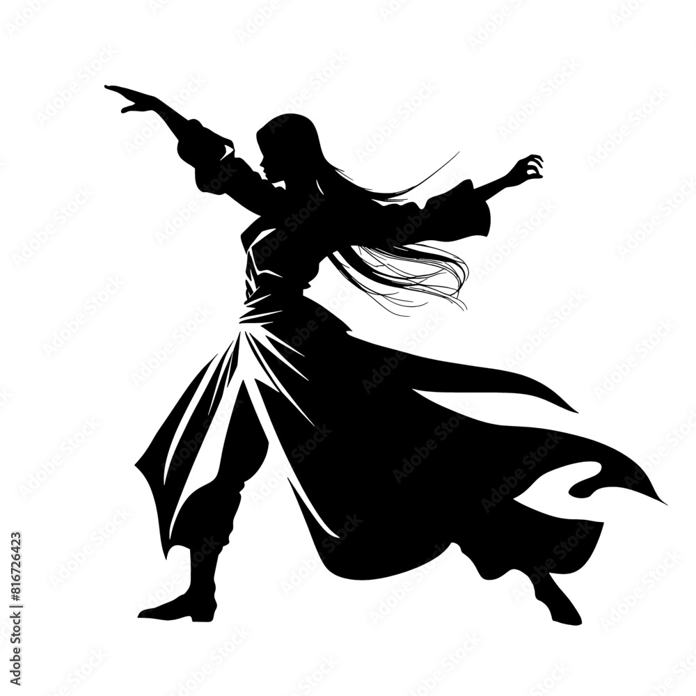 Zen Warrior: Elegant Silhouette of a Female Monk, Essential for ...