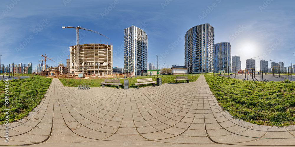 hdri 360 panorama near new with skyscrapers and residential complex ...