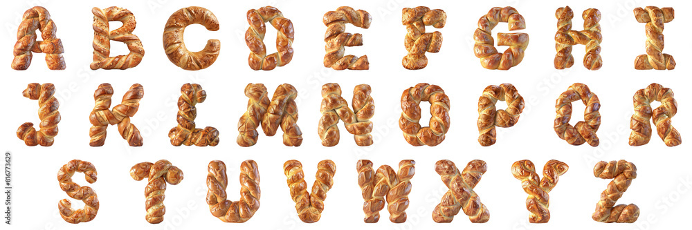 English alphabets bakery theme png set mockup in 3d transparent no ...