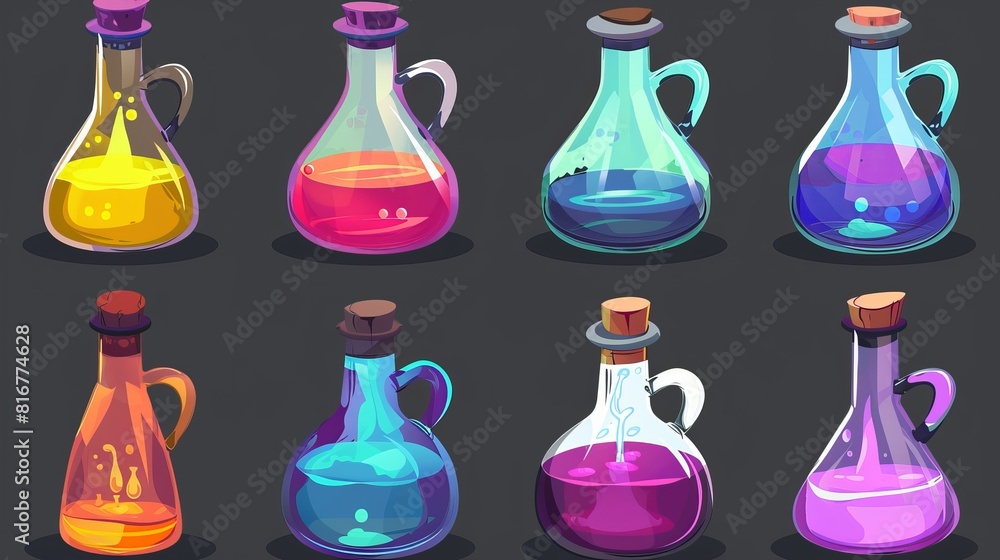 Illustration of cartoon lab beaker. Chemistry lab flask modern on white ...