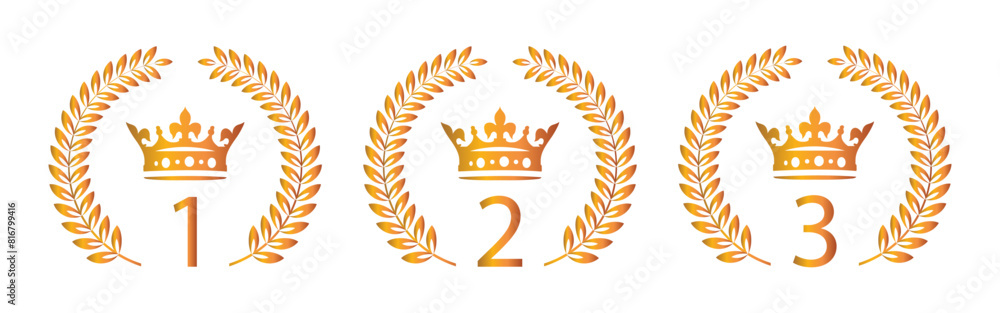 Ranking laurel wreath icon set. From 1st palace to 3rd palace. Laurel ...