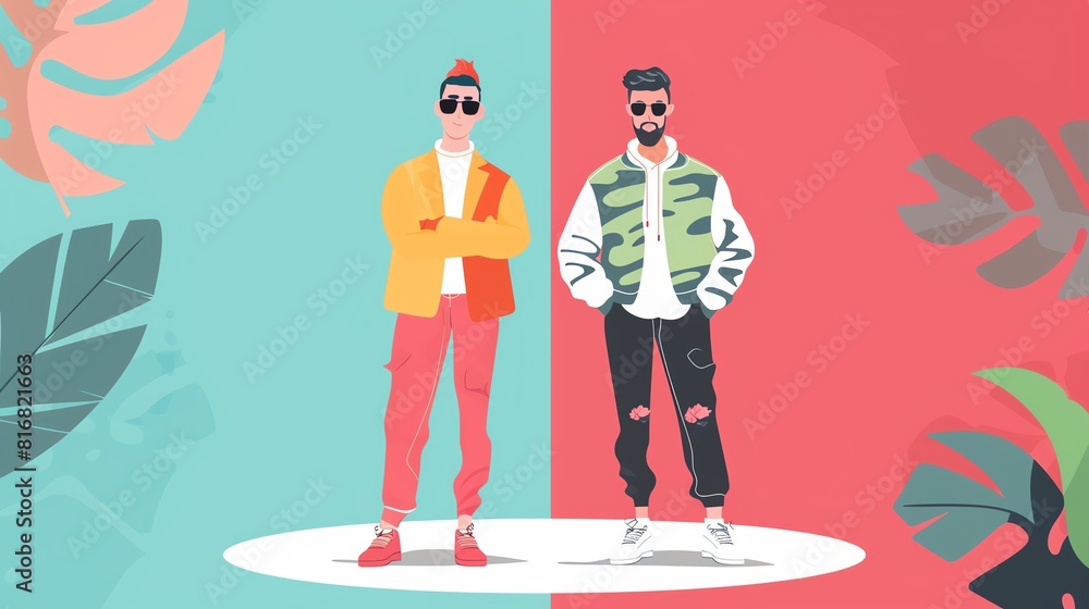 Stock-Illustration „Influencer collaboration flat design, front view ...