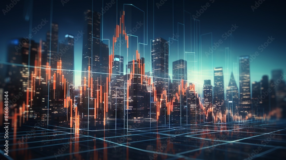 Dynamic digital market growth: illustration of profit surge in modern ...