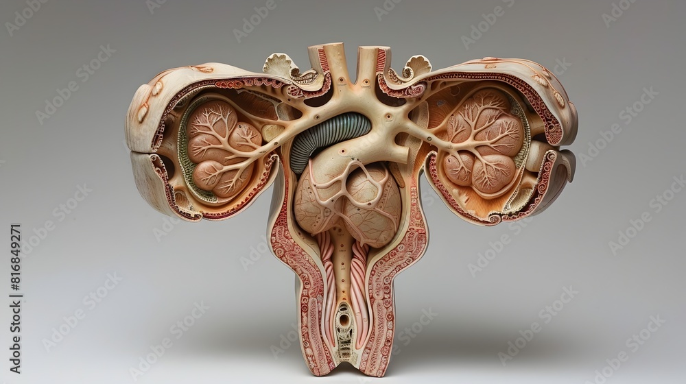 Detailed Anatomical of the Human Reproductive System Showcasing Male ...