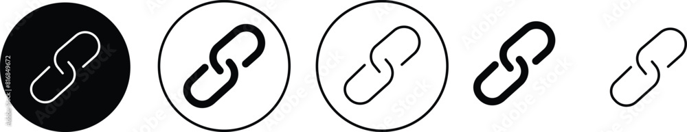 Icon set of link. Link, share link, external link black vector icon set. Isolated symbols on ...