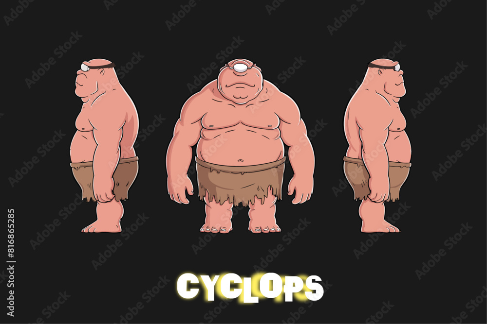 Vector Illustrated Cyclops Cartoon Character Sheet with Multiple Angles ...