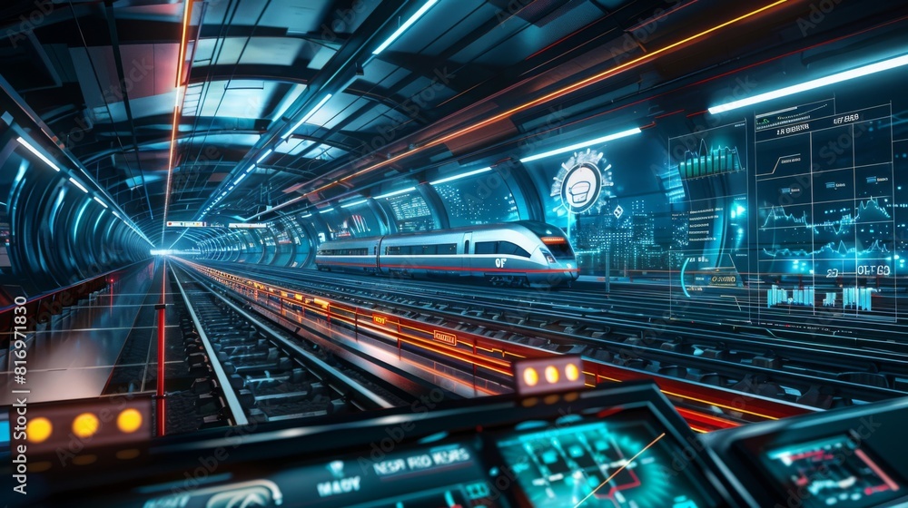 Create a high-resolution image of an advanced Positive Train Control ...