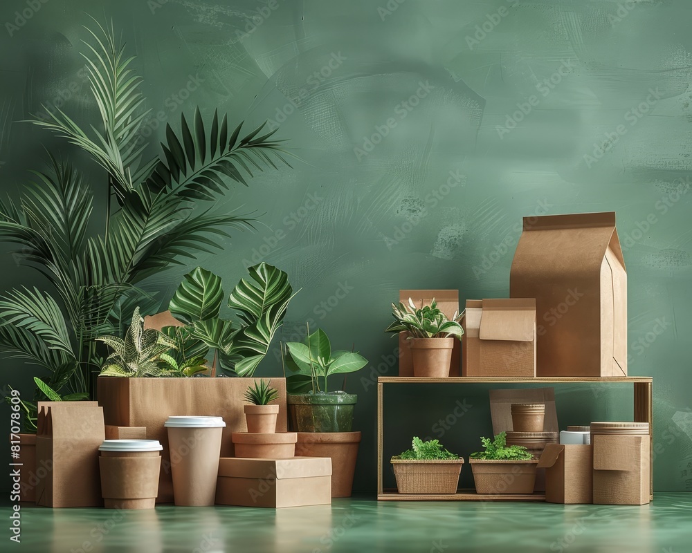 In a green environment, sustainable packaging solutions are showcased ...