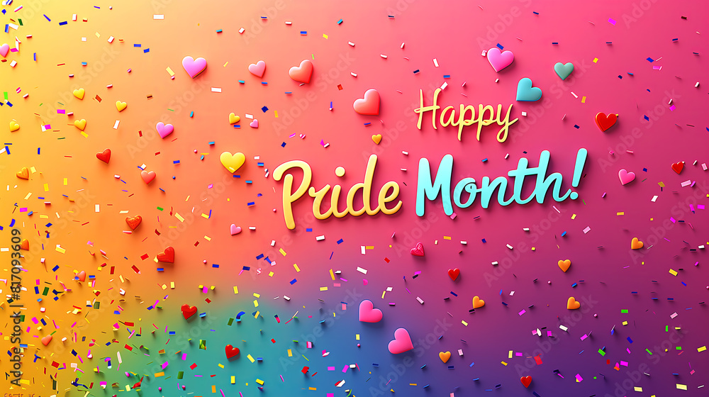 wallpaper for pride month, colorful text reads "Happy Pride Month ...