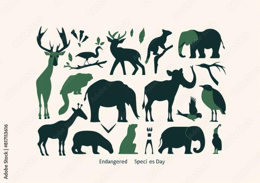 National Endangered Species Day, a flat vector illustration of ...