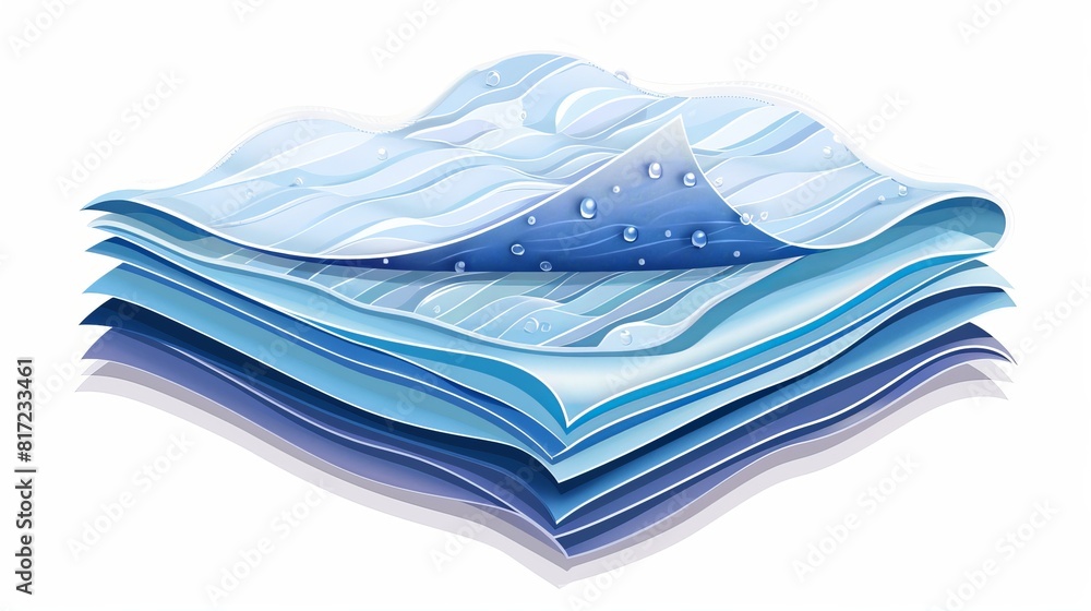 Technical illustration demonstrating layers of waterproof and thermo ...