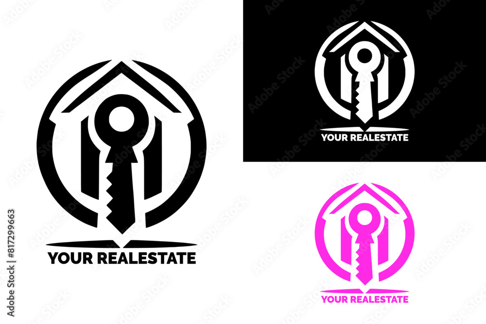 silhouette vector home key circle realestate agency property dealer ...
