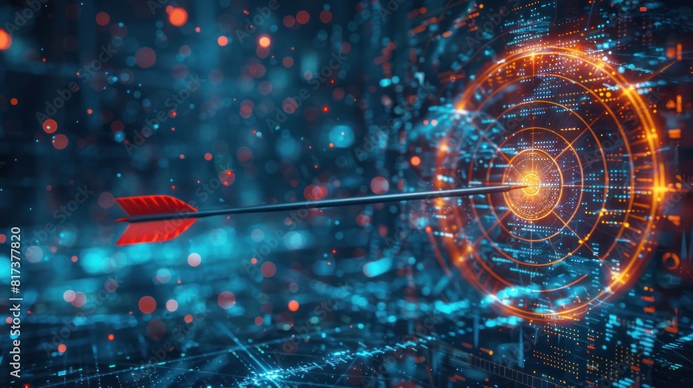 Aim arrow at a virtual target dartboard boked with Imagery AI and ...