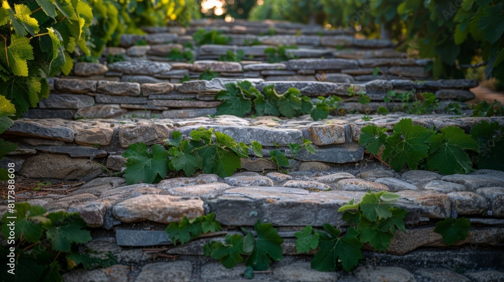super close up photography of steep rough vineyard stairs between dry ...