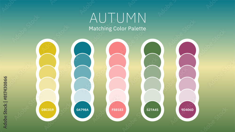 Set Of Autumn Color Palette Combination In Rgb Hex Matching Color Palette Guide Swatch Catalog