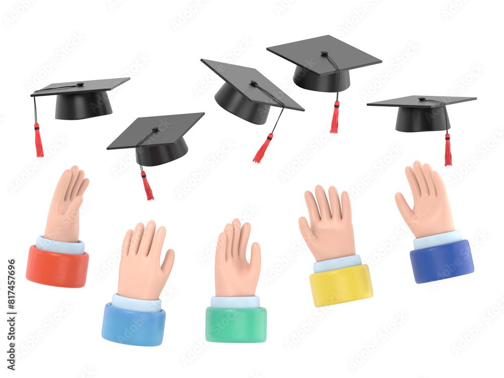 Transparent Backgrounds Mock-up.Businessman hands throwing graduation ...