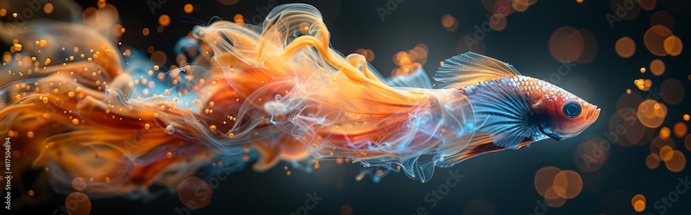 Glowing Fish in Black Background, Aquarium Concept, 4K Digital ...
