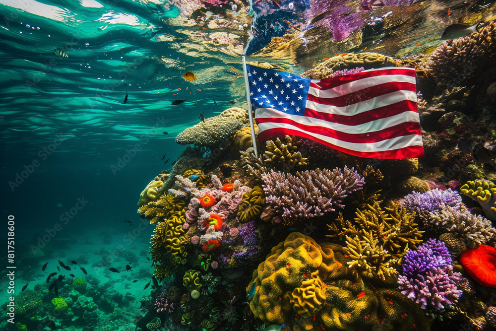 Memorial Day marine scene: American flag in praying soldier form with ...