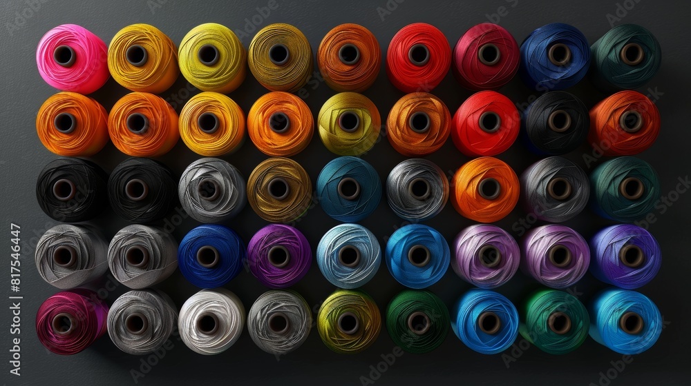 Tailor threads in a top view setting, featuring a wide range of colors ...