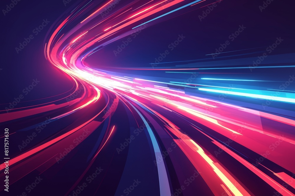 3D Rendered Speed and Power or Motion Lines of Light Trails. High Speed ...