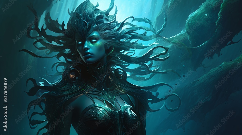 Explore an underwater kingdom where merfolk with bioluminescent faces ...