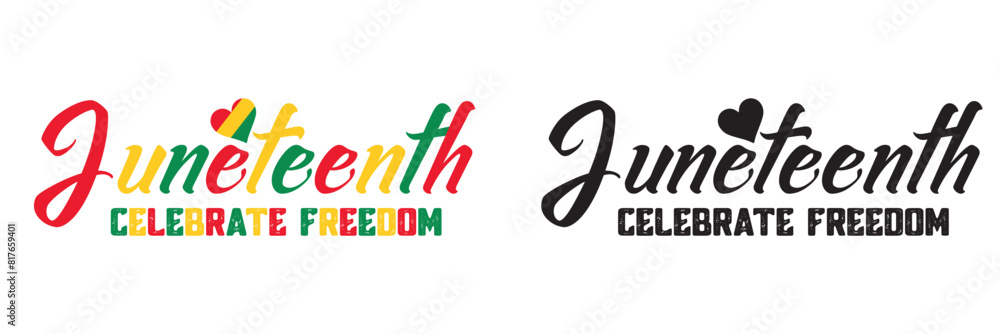 Juneteenth freedom day, hand-written text, typography, hand lettering ...