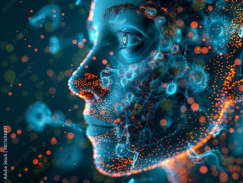 A futuristic scan showing the regeneration of skin cells Stock ...