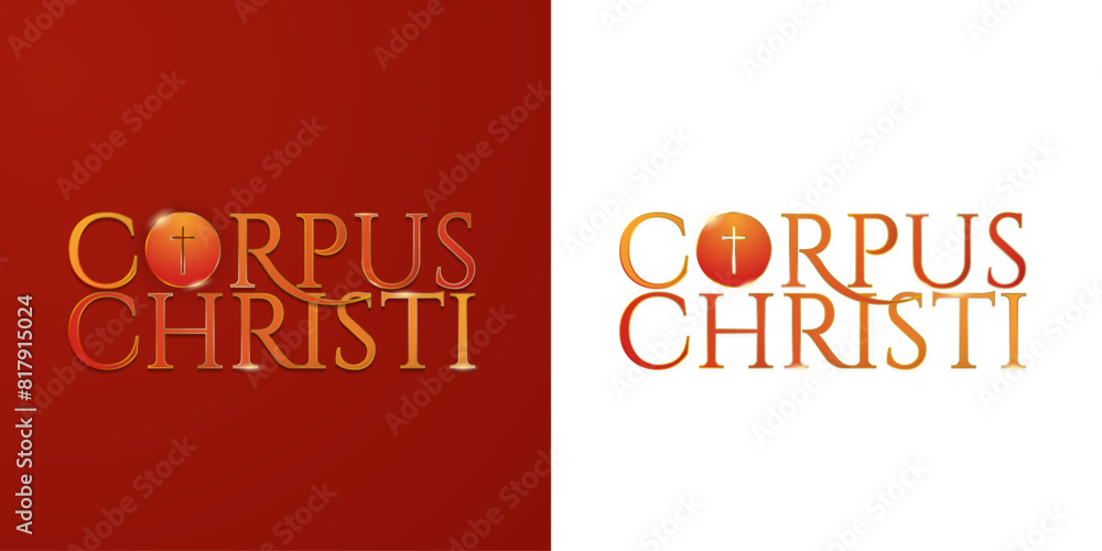 Feast of Corpus Christi Typographic Emblem Design in red and gold ...