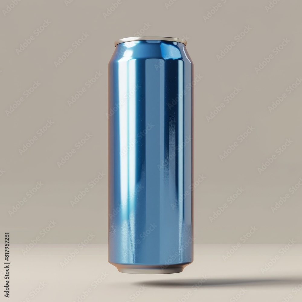 mockup of a tall blue soda can with no design or label, set against a ...
