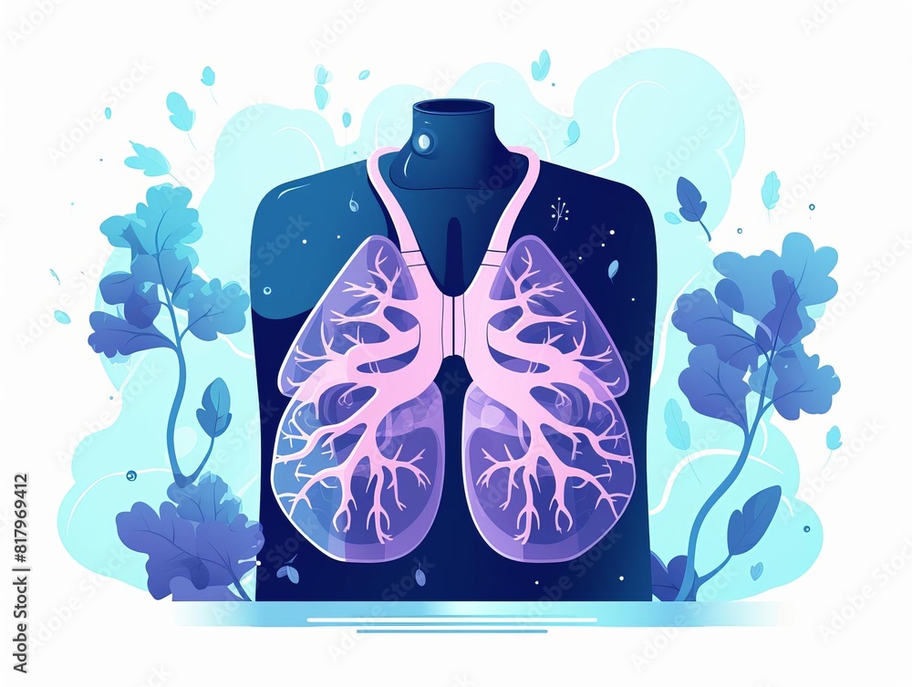 Chest Xray flat design front view pulmonary examination theme cartoon ...