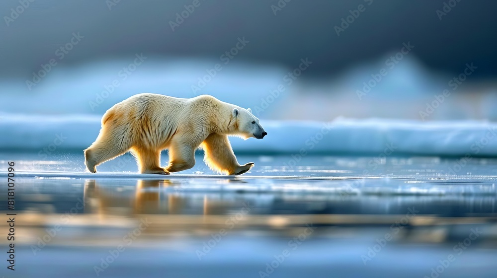 polar prowler majestic bear traverses glistening pack ice stunning ...