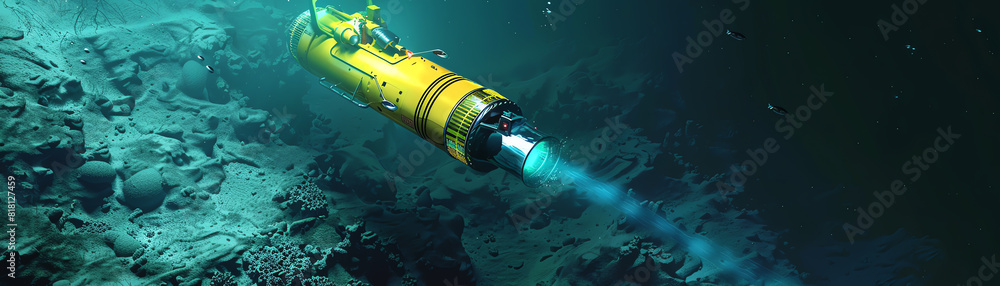 Subsea Thermal Imaging flat design top view underwater survey 3D render ...