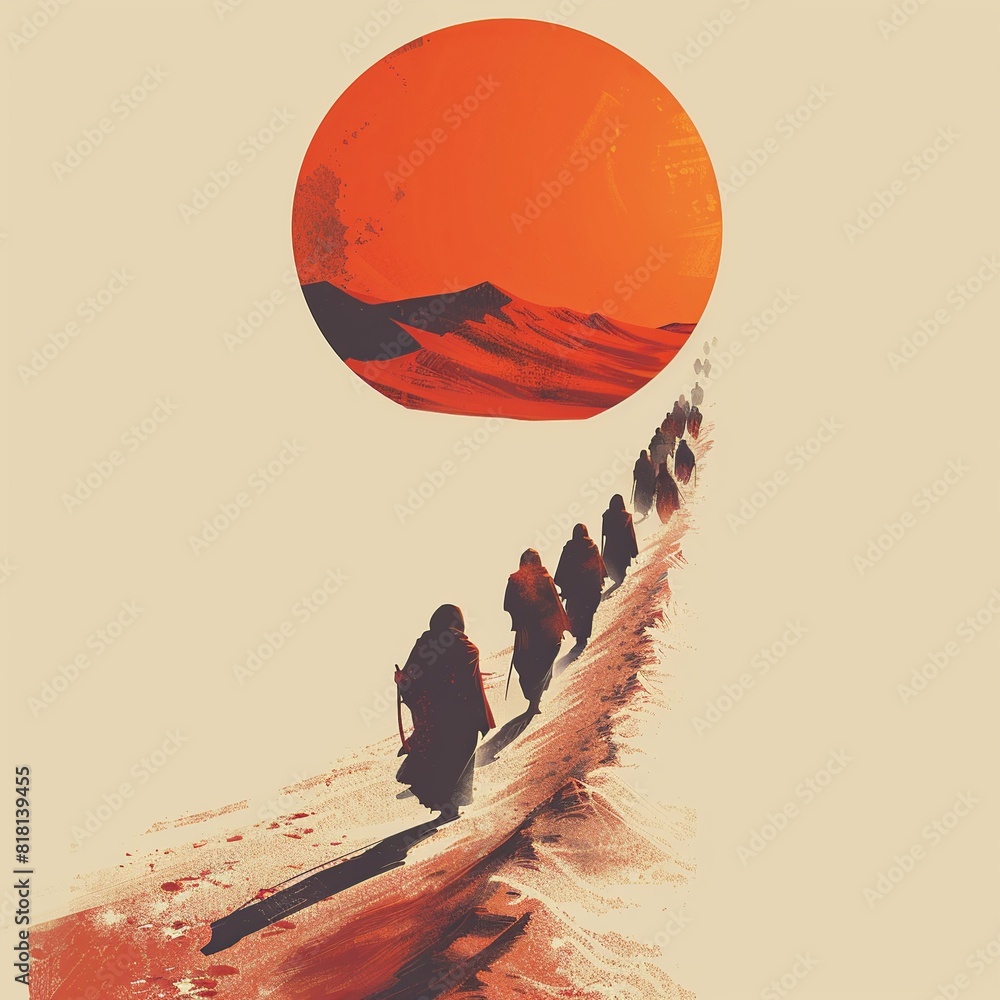 A minimalist illustration of Moses leading the Hebrew people through ...