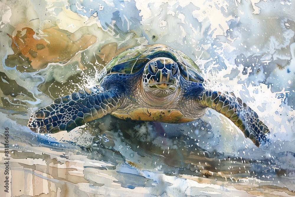 Transform the traditional Olive ridley turtle scene by showcasing it at ...