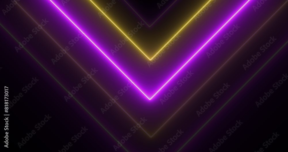 Neon arrows moving downwards illuminated neon light glowy background ...