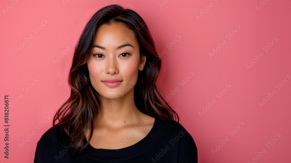 Studio portrait of a beautiful female Asian American model. Asian and ...